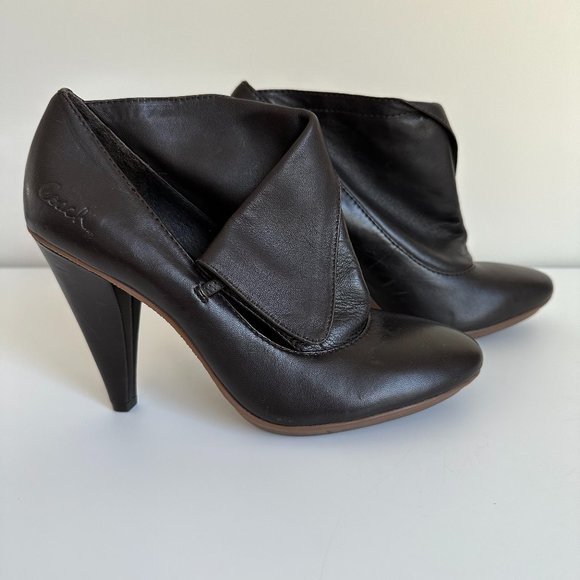Coach | Shoes | Coach Chocolate Brown Heeled Booties | Poshmark